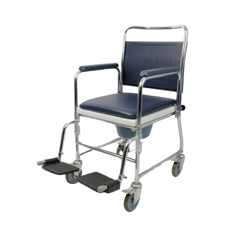 Chrome-Plated Wheeled Commode - Mediworld Ltd