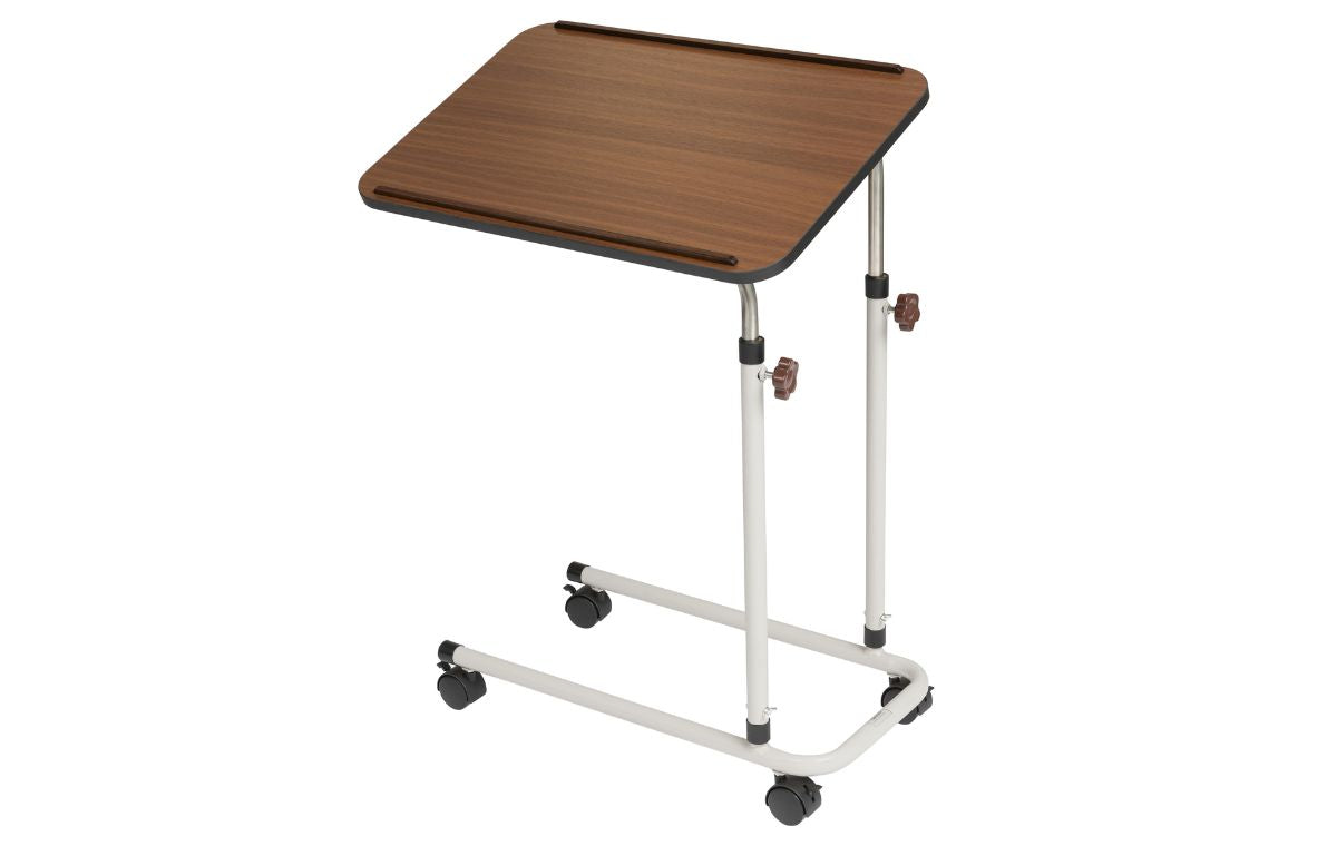 Alerta Overbed Table - Walnut / With Castors - Mediworld Ltd