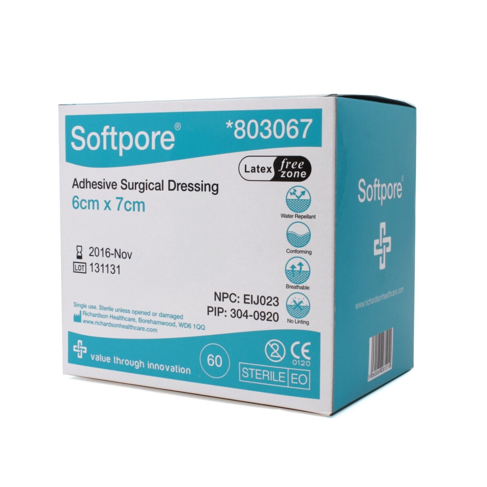 Softpore Adhesive Surgical Dressing 6cm x 7cm (Pack of 60)