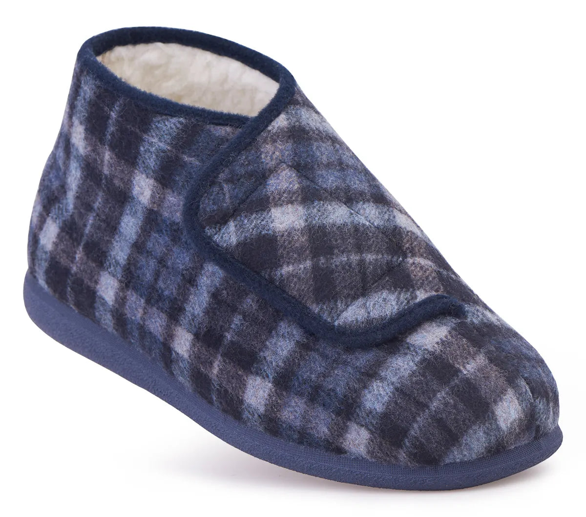 Warm Lined Robbie Slippers - 6 / Blue Tartan - Mediworld Ltd