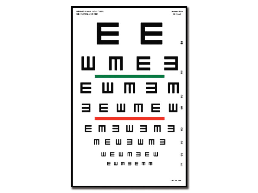 Optometric Chart - Mixed Decimal - 3m - 28x56cm - Mediworld Ltd