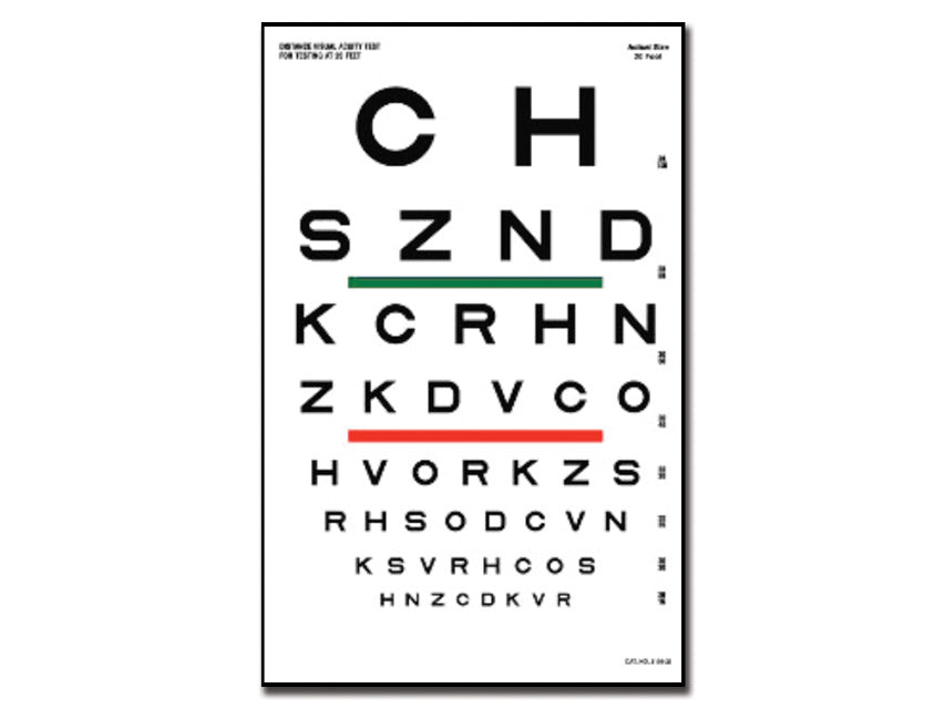 Optometric Chart - Snellen - 6m - 23x35.5cm - Mediworld Ltd